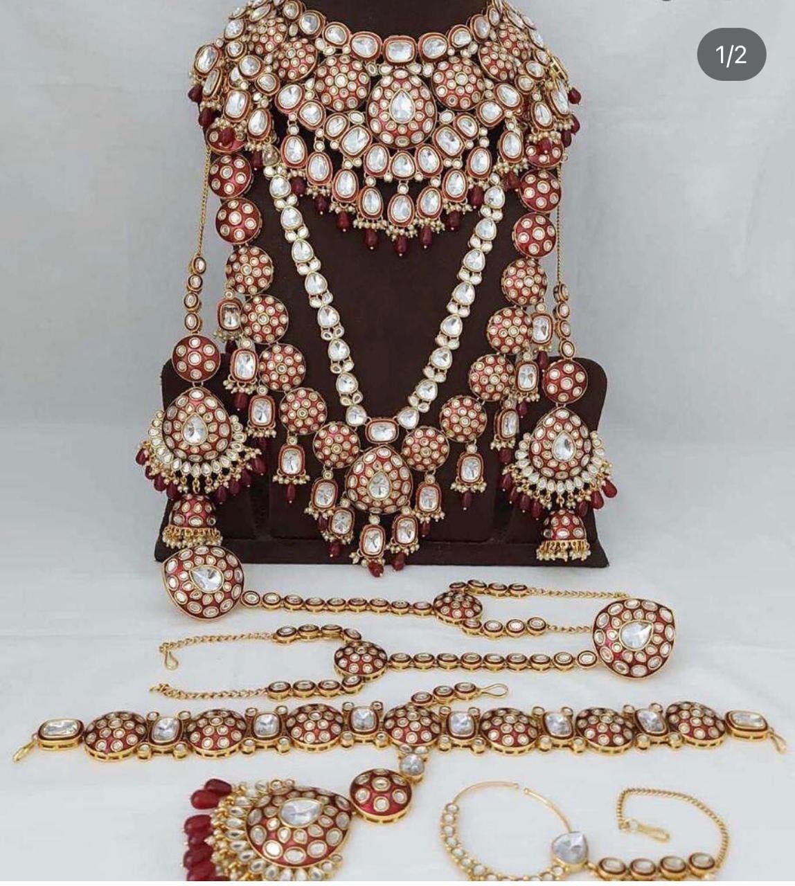 Aaravi Full Bridal Set by Navrang (Maroon) – Navrang Jewels and creation